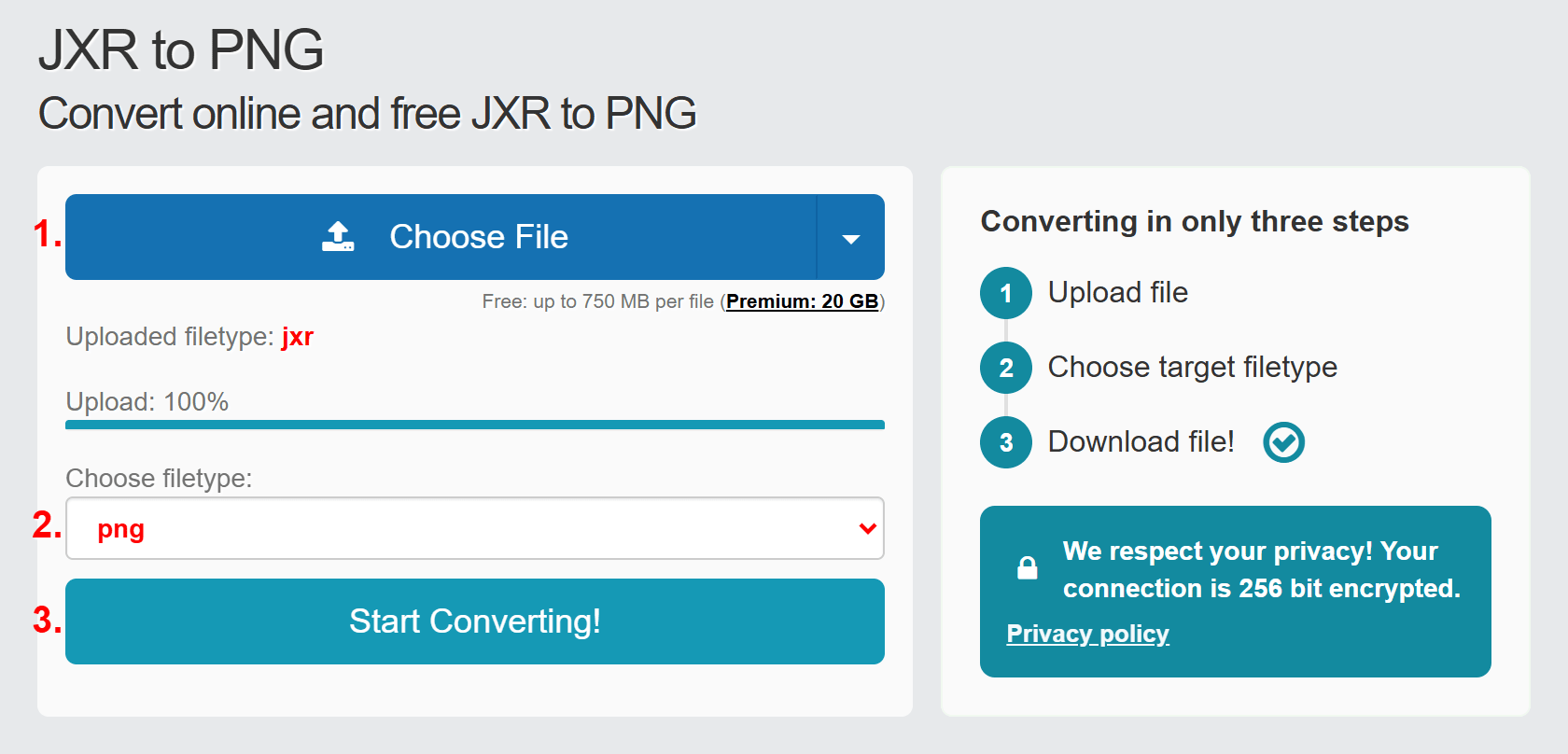 Convert JXR to PNG online without installation - file converter online